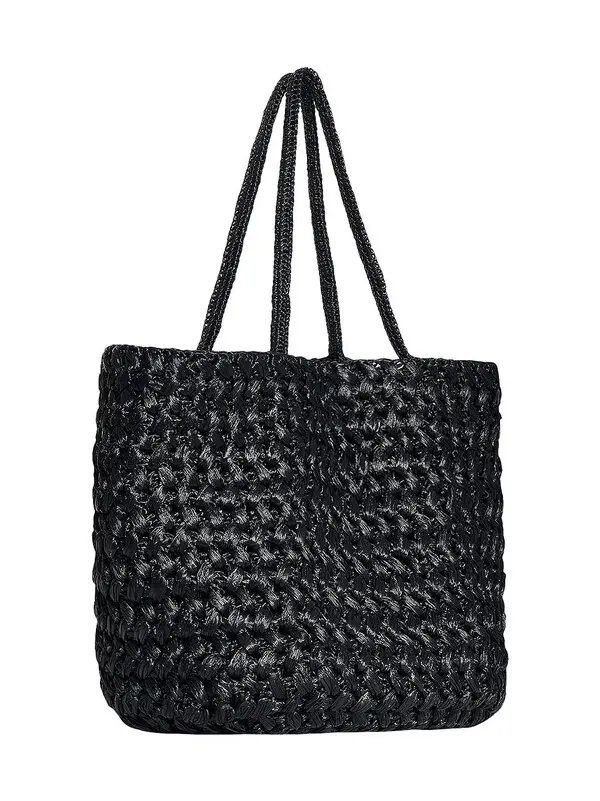 THE ROW Estelle Two Raffia Large Tote - Black Ans