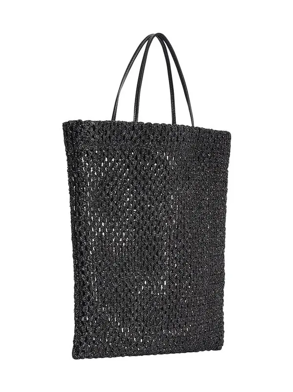THE ROW Barn Raffia Mini Tote Bag - Black Ans