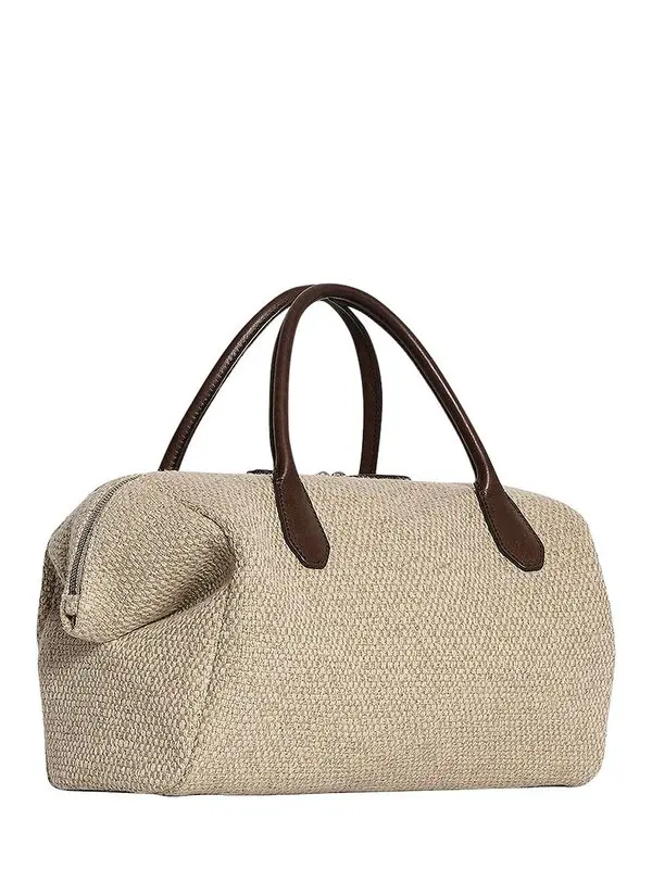 THE ROW Faye Canvas Bag - Shell & Deep Brown Ans