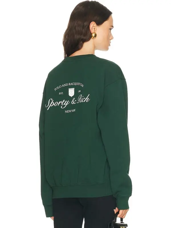 SPORTY & RICH Syracuse Crewneck Sweatshirt - Forest