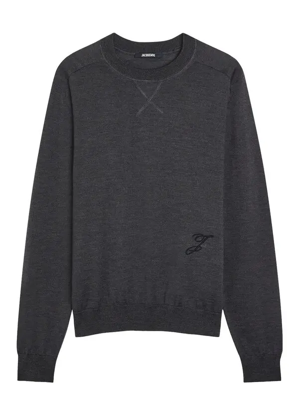 Jacquemus Le Sweater Merino Wool-blend Jumper - Dark Grey
