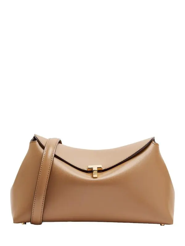 TOTEME T-lock Leather Clutch - Camel