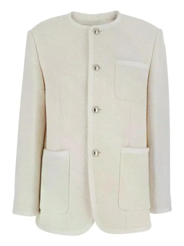 DUNST Collarless Tweed Jacket - Neutrals