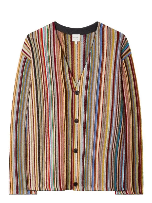 Paul Smith Striped V-neck Cardigan - Blue