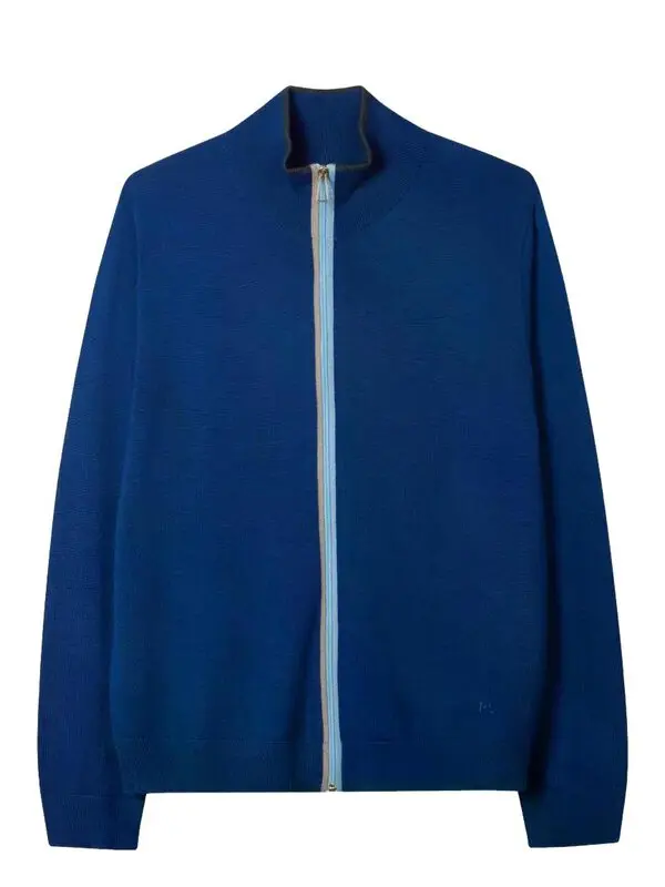 Paul Smith Zip-up Merino Wool Cardigan - Blue