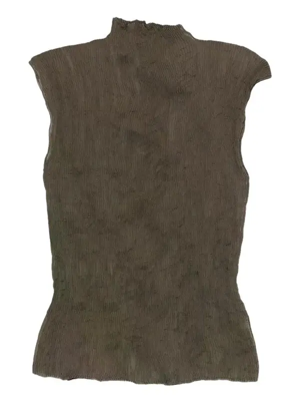 Issey Miyake Pleated Sleeveless Top - Brown