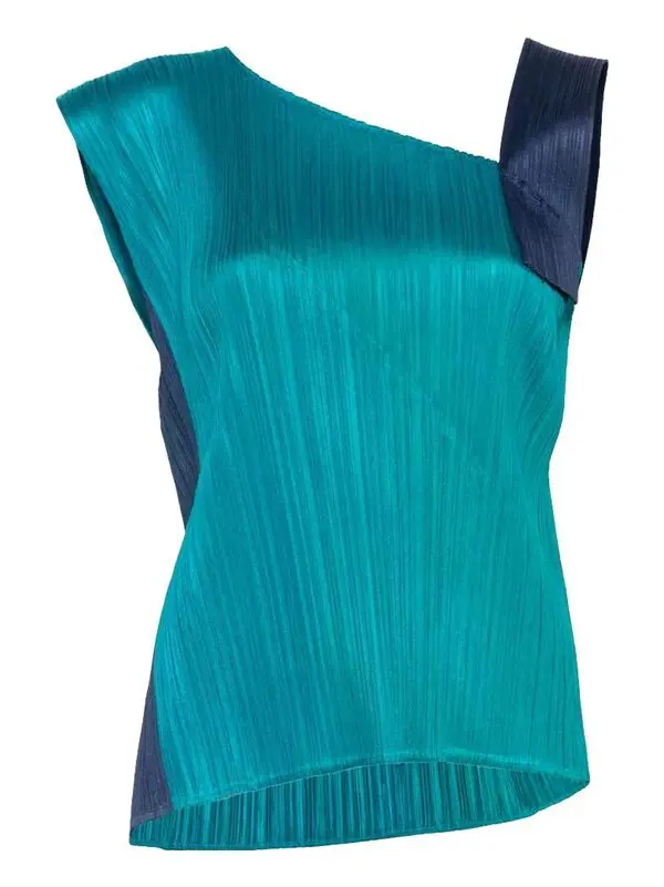 Issey Miyake Pointe Pleated Top - Green