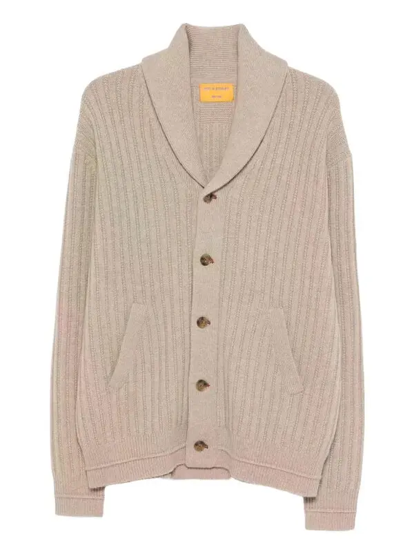Guest In Residence Shawl-collar Ribbed Cardigan - Neutrals