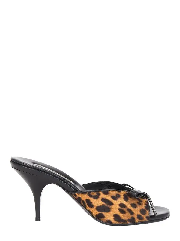 Miu Miu Leopard Mule Sandal In Brown - Miele