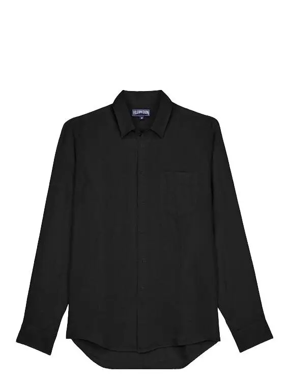 Vilebrequin Linen Shirt Solid Shirt Caroubis - Black