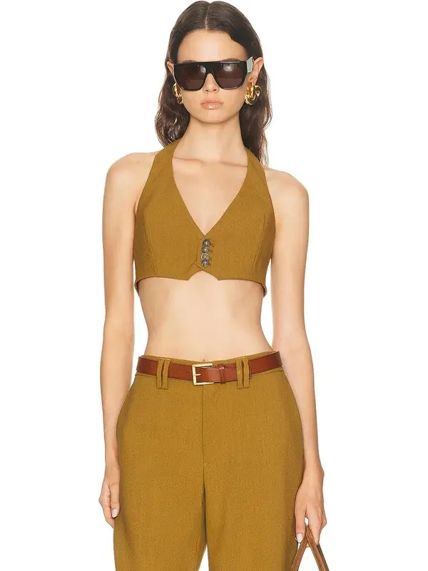 JEAN PAUL GAULTIER Backless Tailored Vest - Olive Green