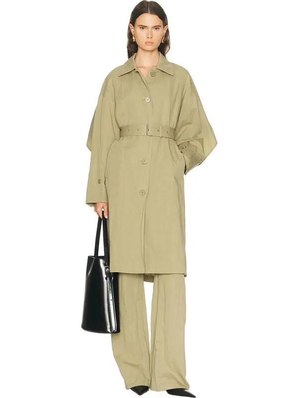 Helmut Lang Cape Trench Coat - Warm Sage