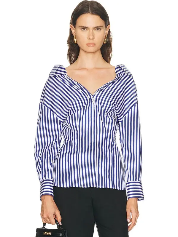 Givenchy Open Shirt - Electric Blue & White