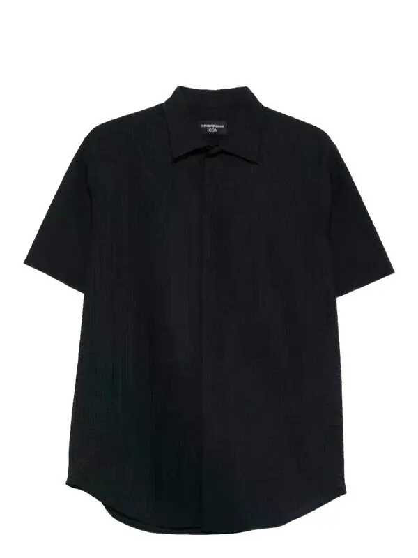 Emporio Armani Textured Short-sleeve Shirt - Blue