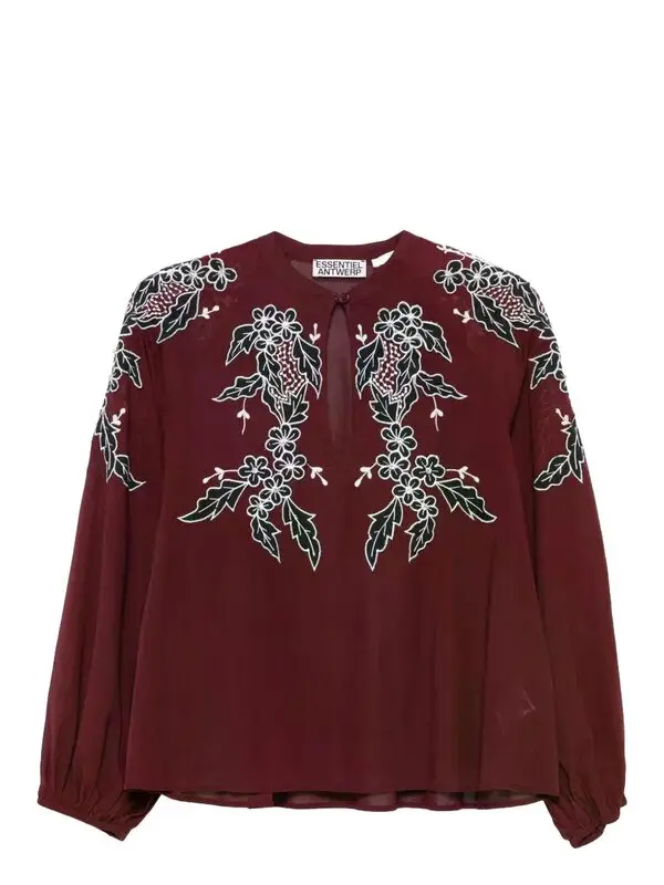 Essentiel Antwerp Floral Embroidered Blouse - Red