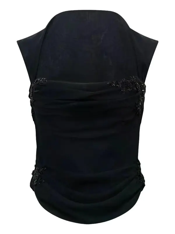 STOLEN STORES Belle Draped Lace Corset - Black