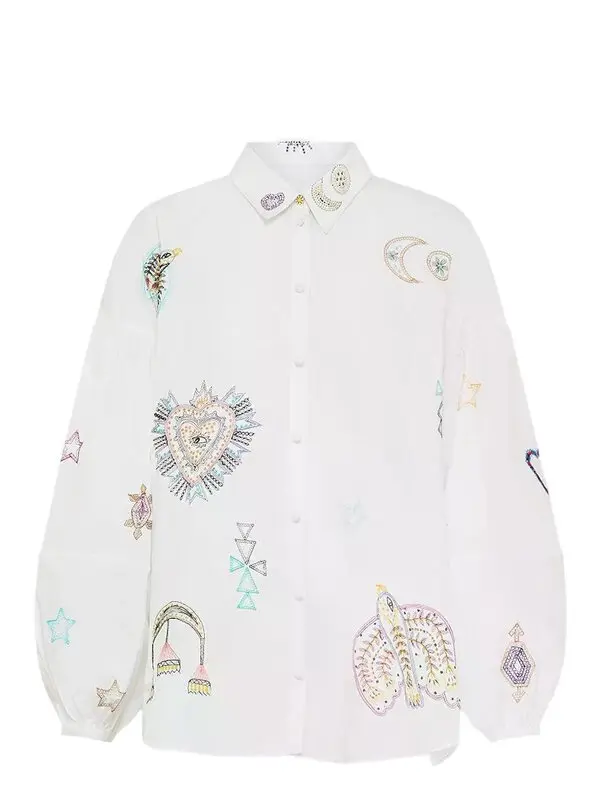 Camilla Balloon-sleeve Blouse - White
