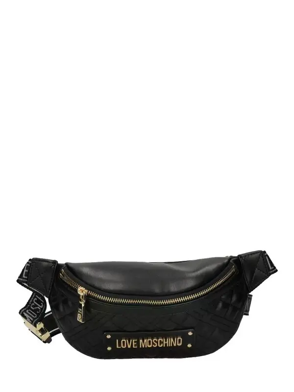 Moschino Quilted Belt Bag With Logo - Black