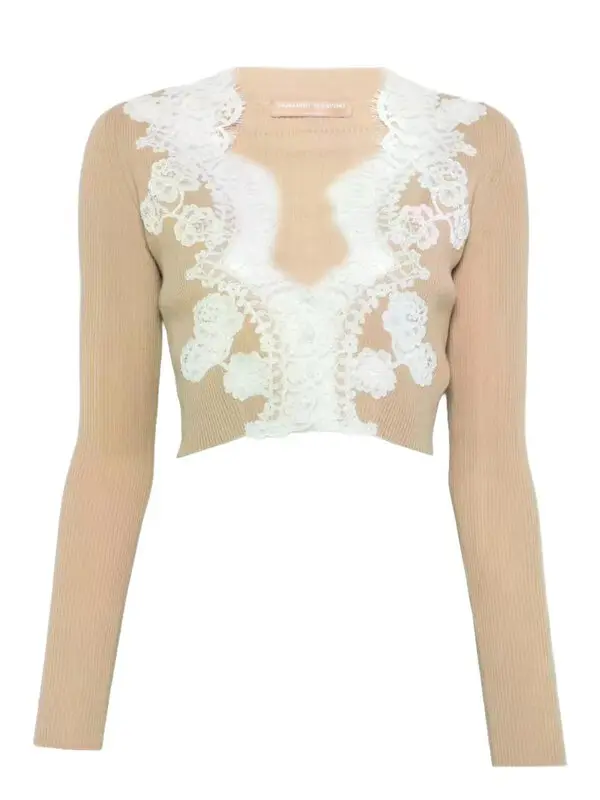 Ermanno Scervino Lace-appliqué Cardigan - Neutrals