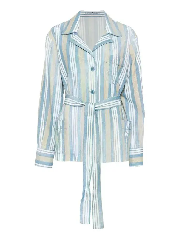 Ermanno Scervino Striped Belted Jacket - Blue