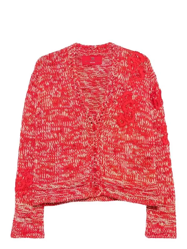 Ermanno Scervino Floral Appliqué Cardigan - Red