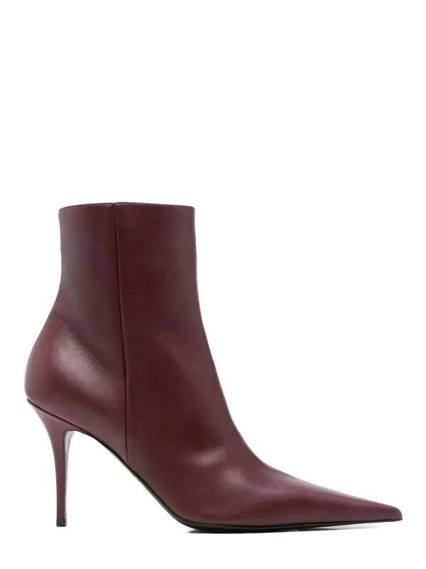 Amina Muaddi Barbara Pointed Leather Boots - Purple