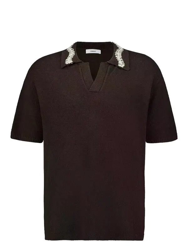 Commas Crochet Polo Shirt - Brown