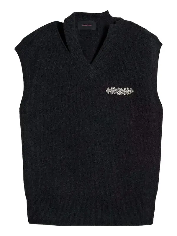 Simone Rocha Crystal-embellishment V-neck Vest - Black