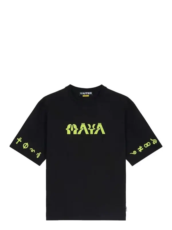 IUTER Maya Print-details T-shirt - Black