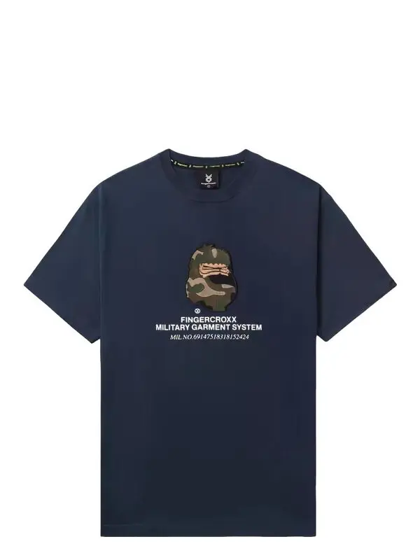 FINGERCROXX Camouflage Appliqué T-shirt - Blue