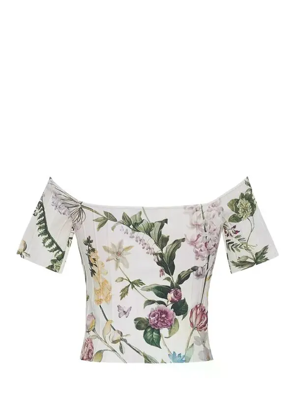 Cara Cara Sherl Floral-print Off-shoulder Top - White