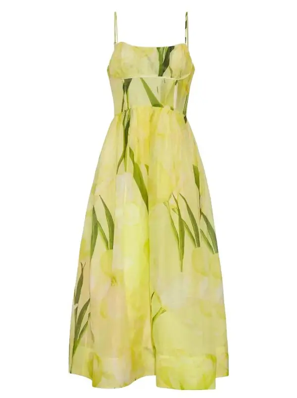 Cara Cara Alba Floral-print Midi Dress - Yellow