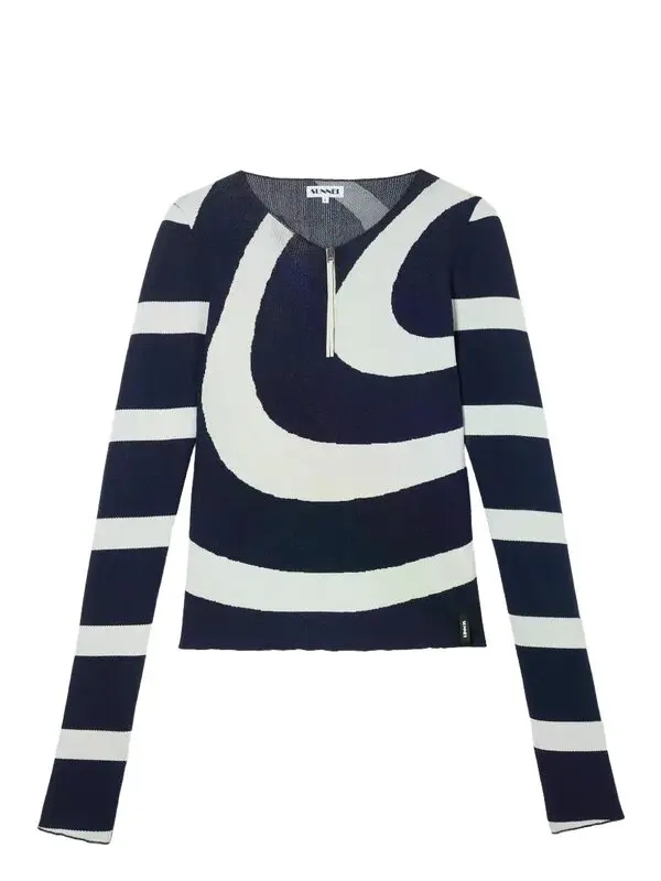 Sunnei Zipped Spiral Fitted Sweater - Blue