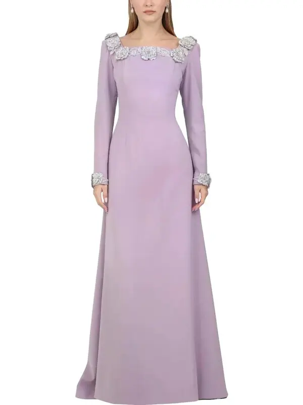 DINA MELWANI Floral-embellished Maxi Dress - Purple