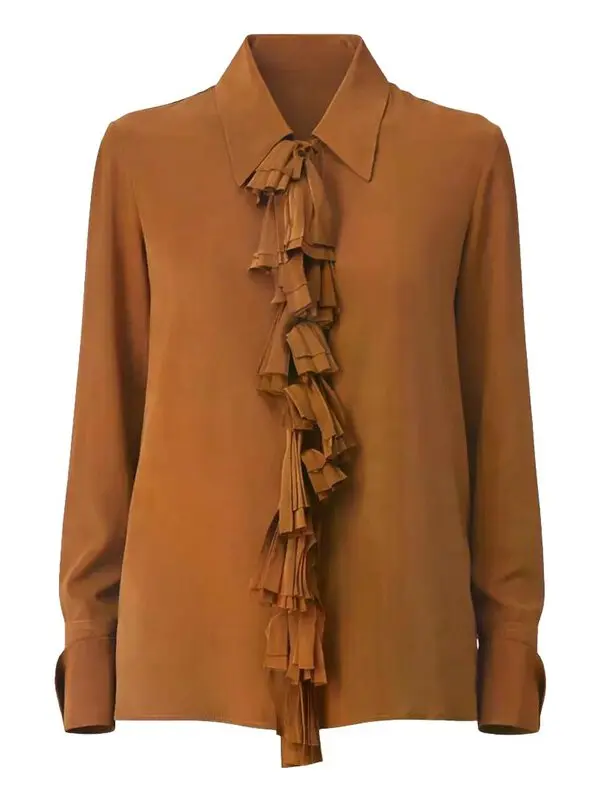 Liviana Conti Ruffled Shirt - Brown