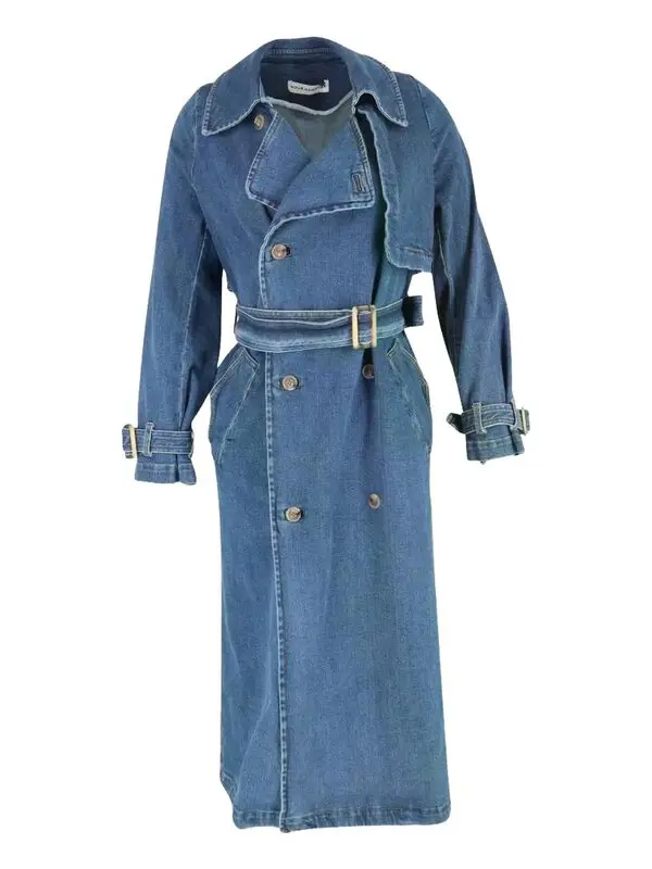Nour Hammour Harriet Denim Belted Trench Coat - Blue