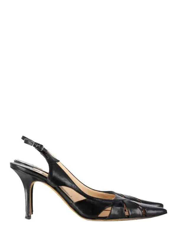 JIMMY CHOO Cut-out Leather Slingback Pumps - Black