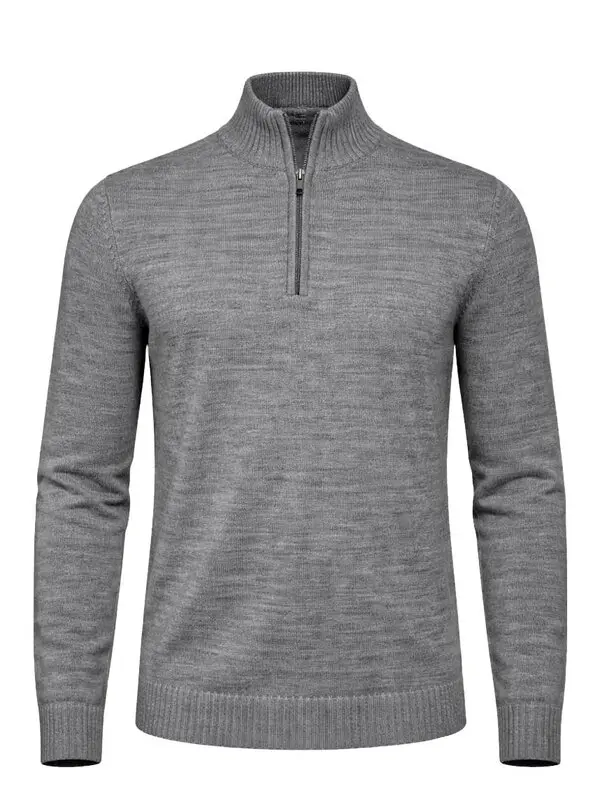 PATRICK ASSARAF Quarter-zip Funnel-neck Sweater - Grey