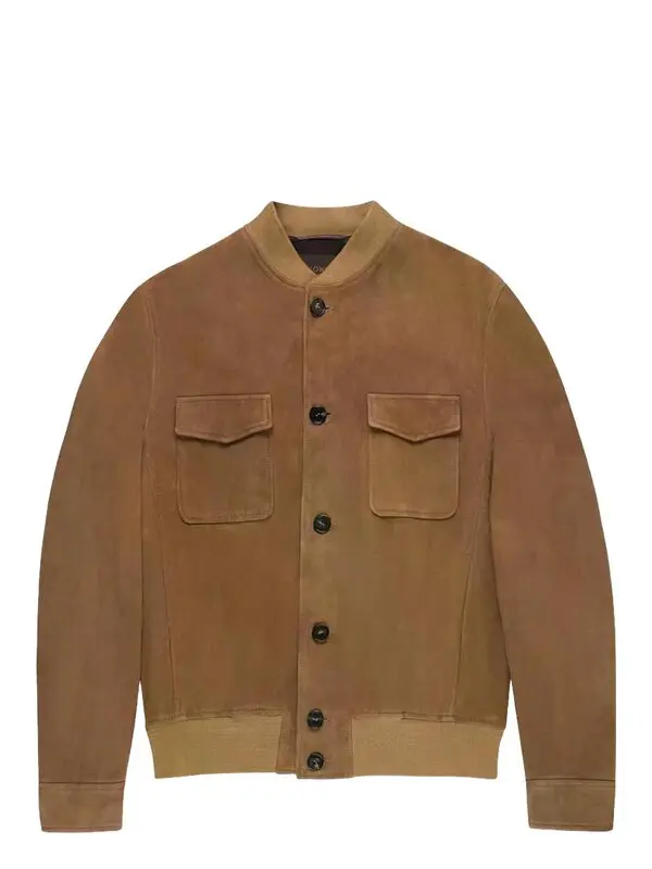 Montedoro Suede Flap-pocket Bomber Jacket - Brown