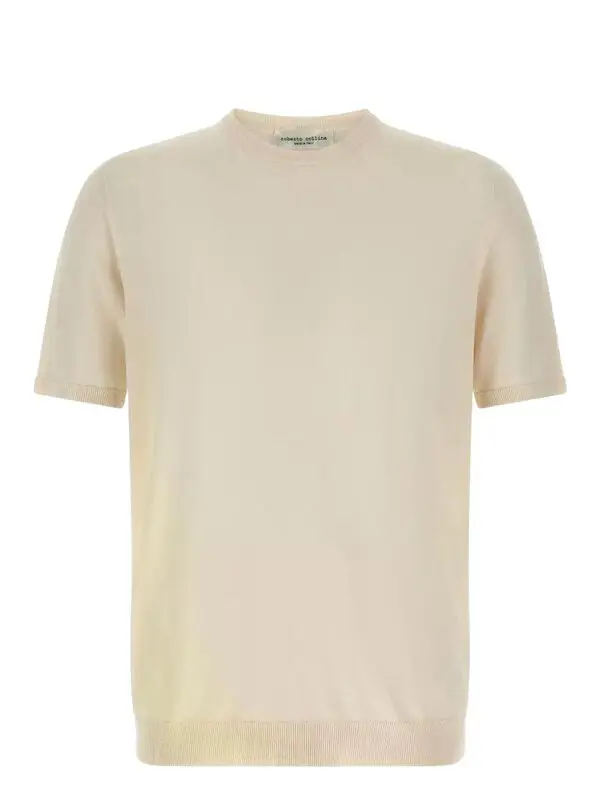 ROBERTO COLLINA Crewneck Cotton Knit T-shirt - Neutrals