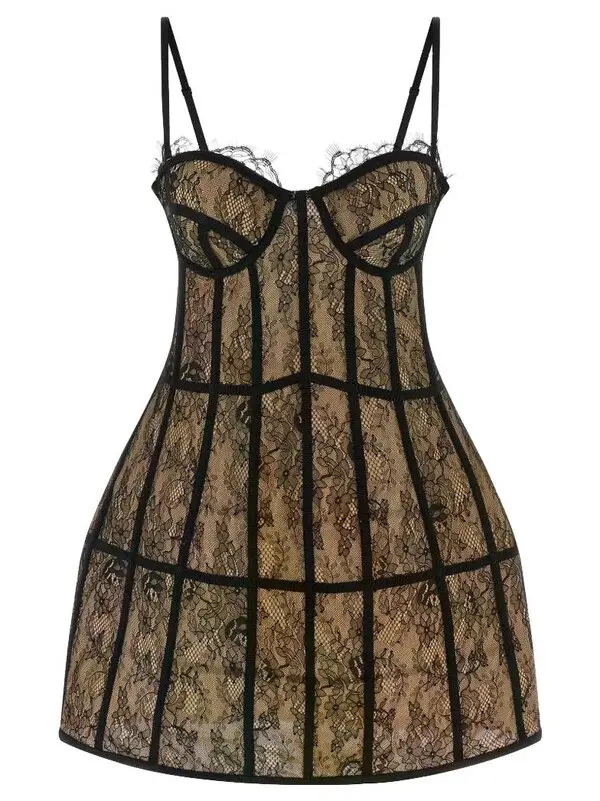 Giuseppe Di Morabito Floral Lace Mini Dress - Black