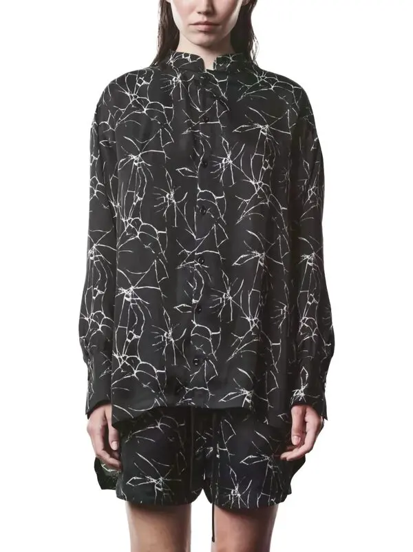 THOM KROM Marble-print Shirt - Black