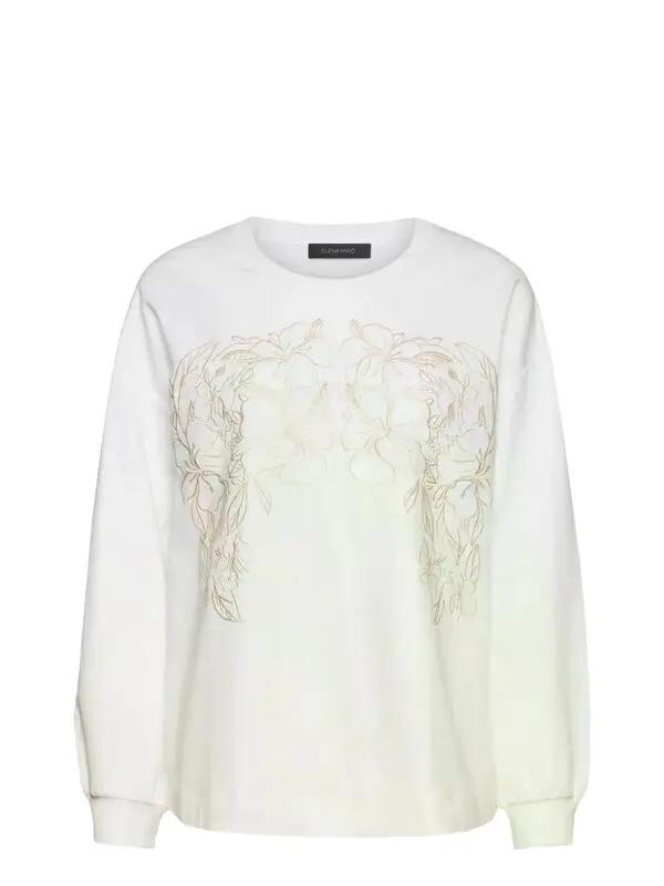 ELENA MIRO` Embroidered Cotton Sweatshirt - White