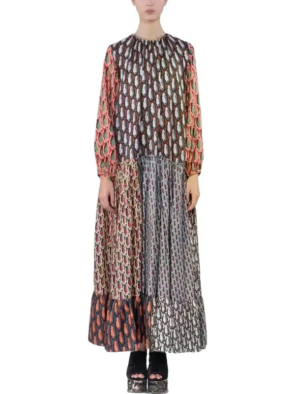 Biyan Printed Maxi Dress - Brown