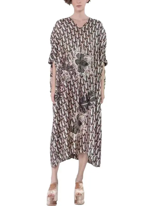 Biyan Printed Midi Dress - Neutrals
