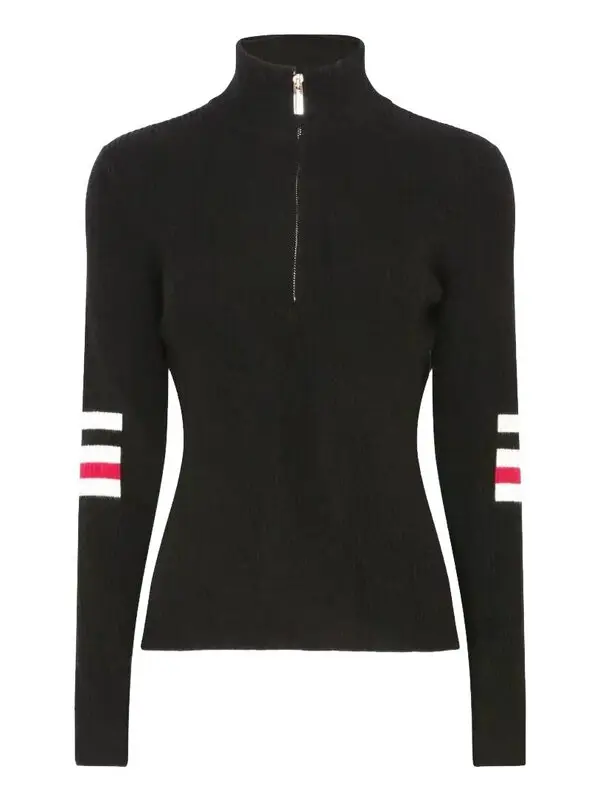 IZAAK AZANEI Triple-stripe Half-zip Sweater - Black