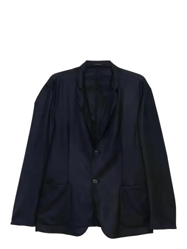 Giorgio Armani Button Herringbone Blazer - Blue