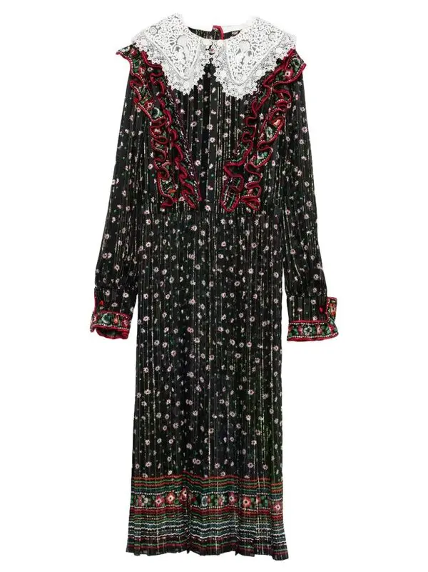 Valentino Garavani Floral-print Midi Dress - Black