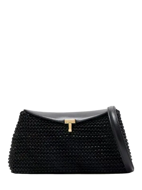 TOTEME T-lock Woven Leather Clutch - Black