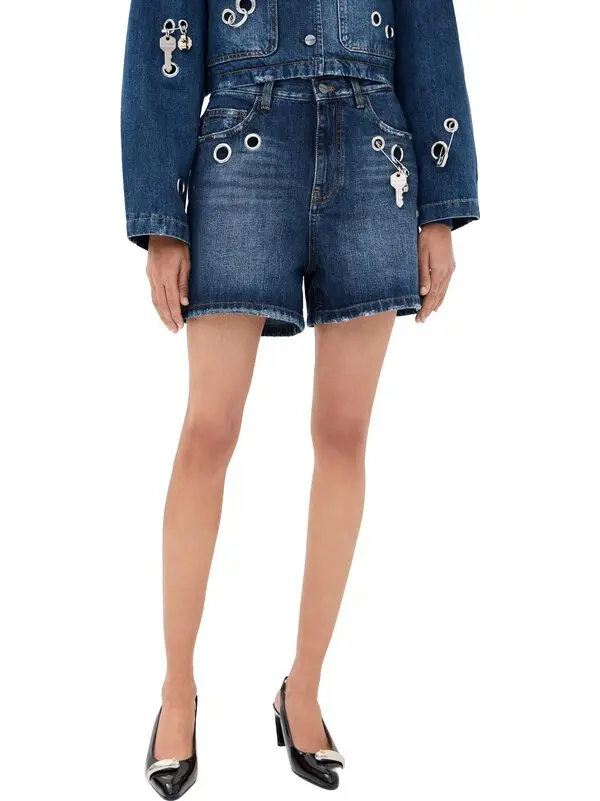 Marc Jacobs Grommet Denim Shorts - Medium Wash Indigo